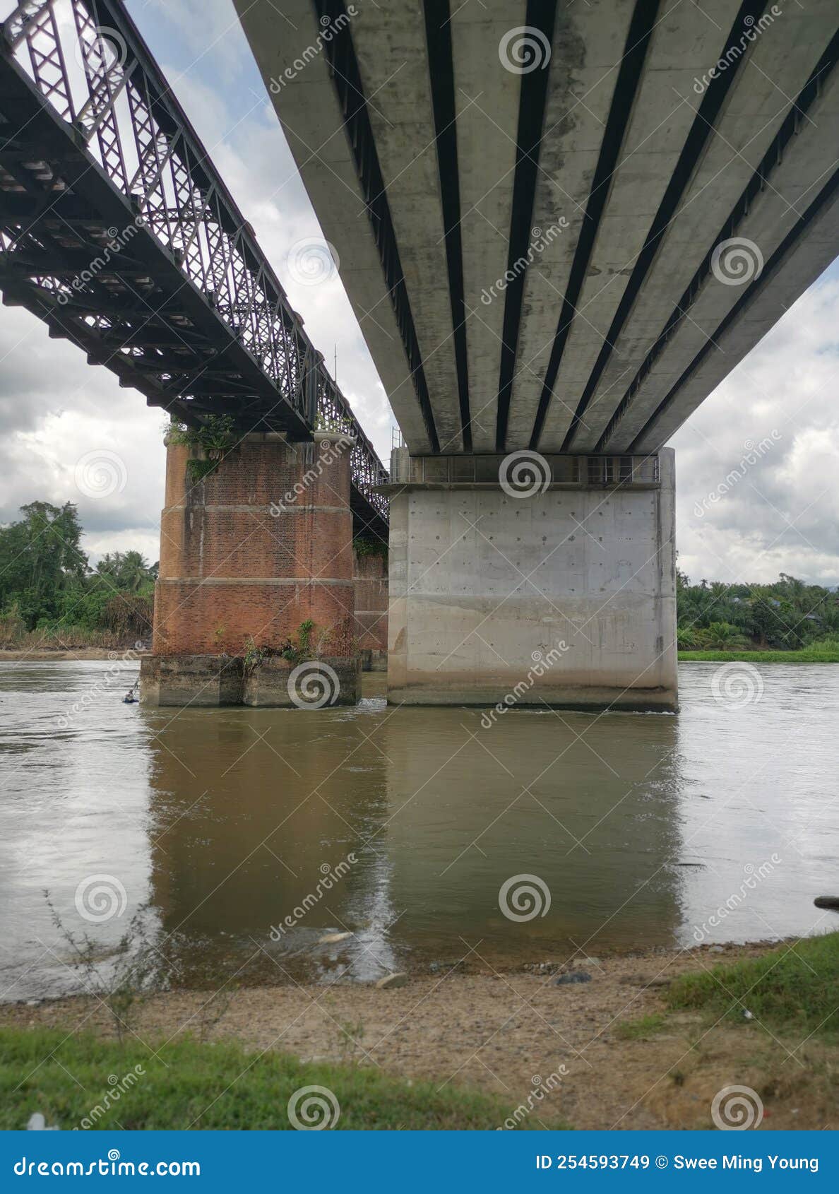 Underneath the Tall Railway Bridges. Stock Image - Image of engineering ...