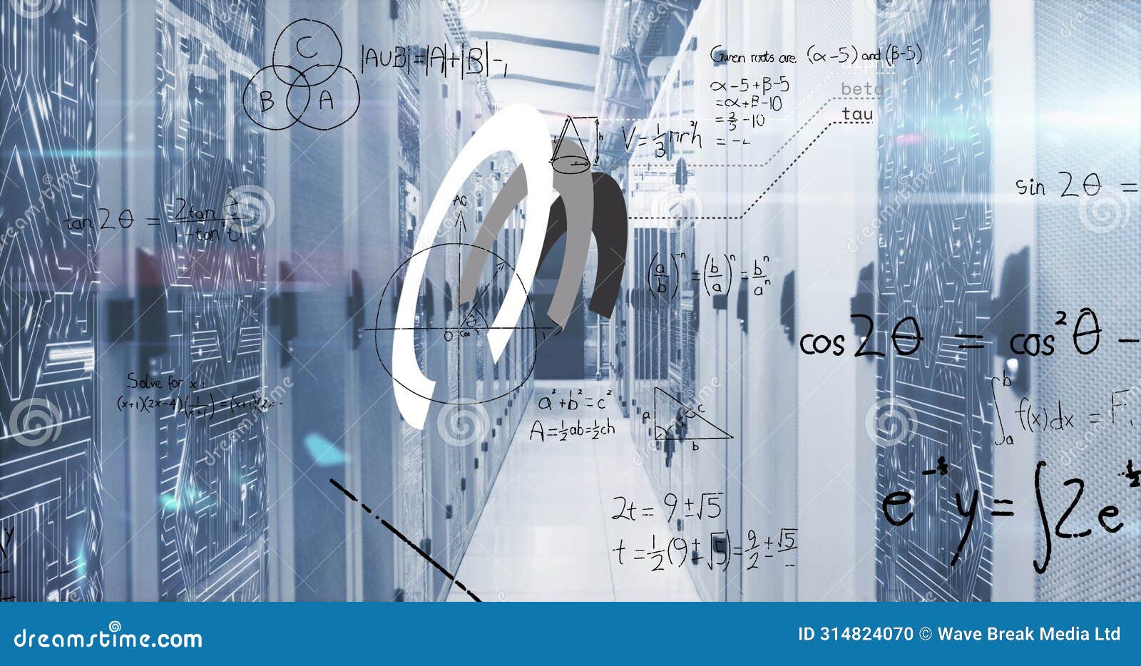 Image of Uploading Data Roundel and Maths Calculations Over Computer ...