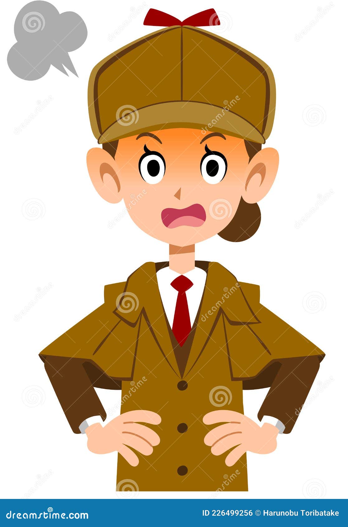 The Upper Body of an Angry Female Detective Stock Vector - Illustration ...