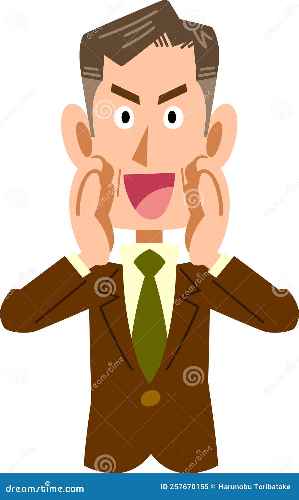 Upper Body of an Elderly Businessman Calling Out Loud Stock Vector ...
