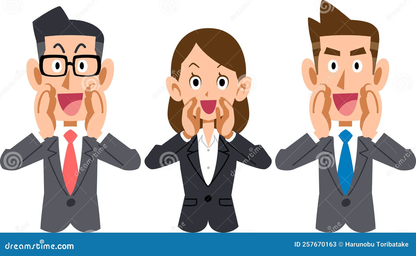 Upper Body of Three Business People Calling Out Loud Stock Illustration ...