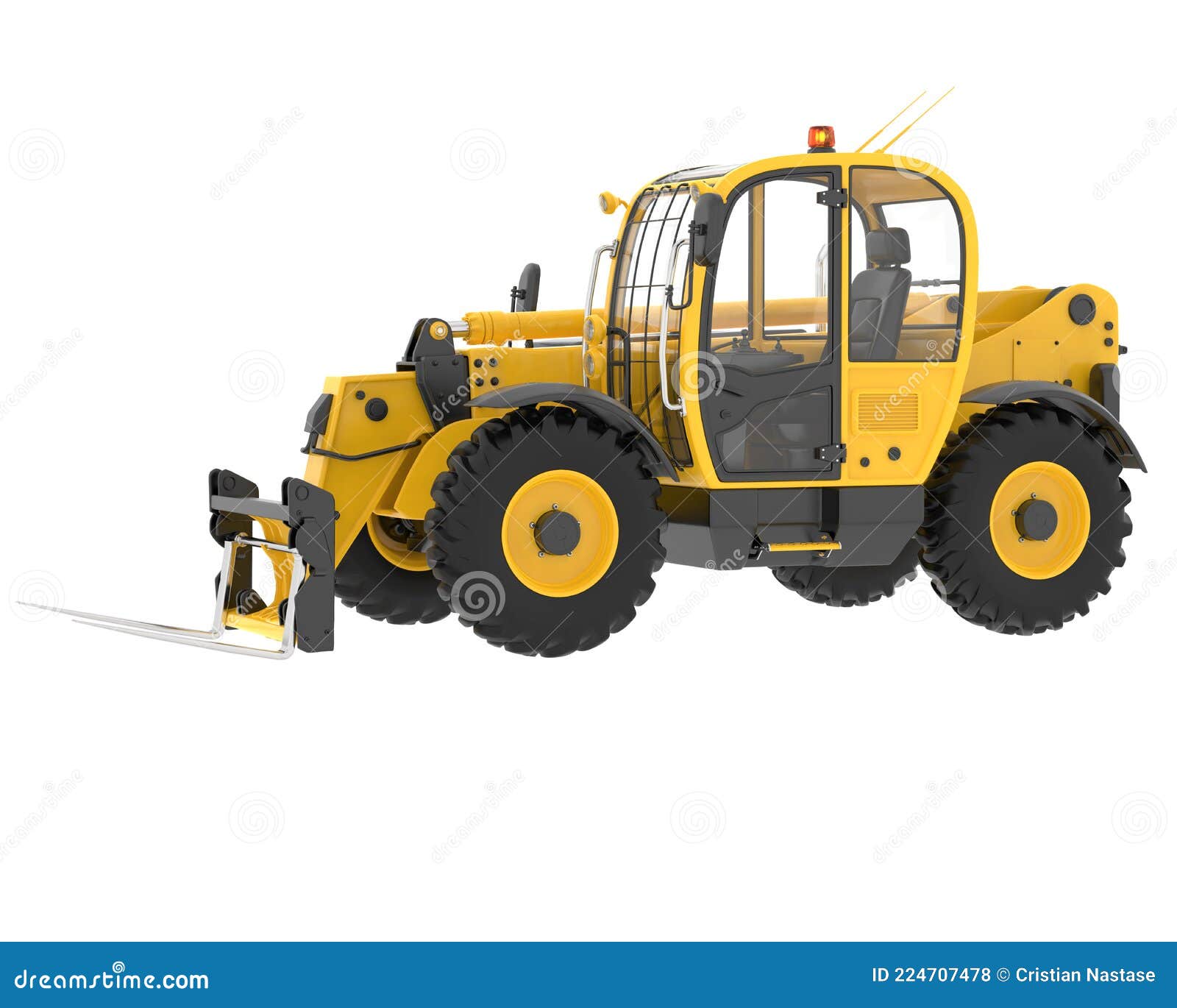 Telehandler Isolated on Background. 3d Rendering - Illustration Stock ...