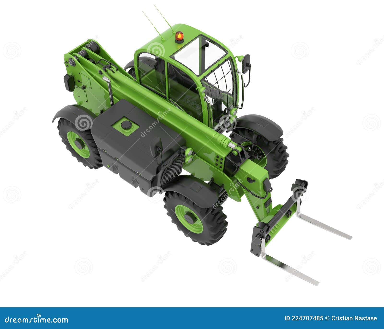 Telehandler Isolated on Background. 3d Rendering - Illustration Stock ...