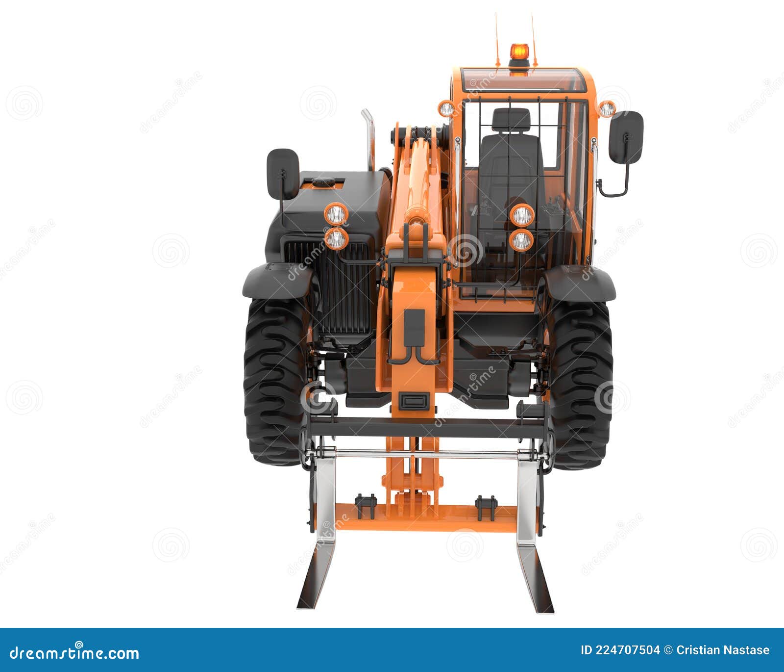 Telehandler Isolated on Background. 3d Rendering - Illustration Stock ...