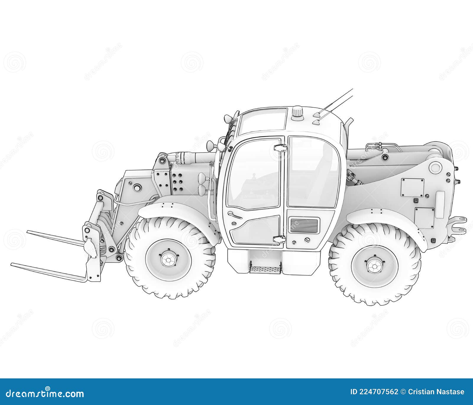 Telehandler Isolated on Background. 3d Rendering - Illustration Stock ...