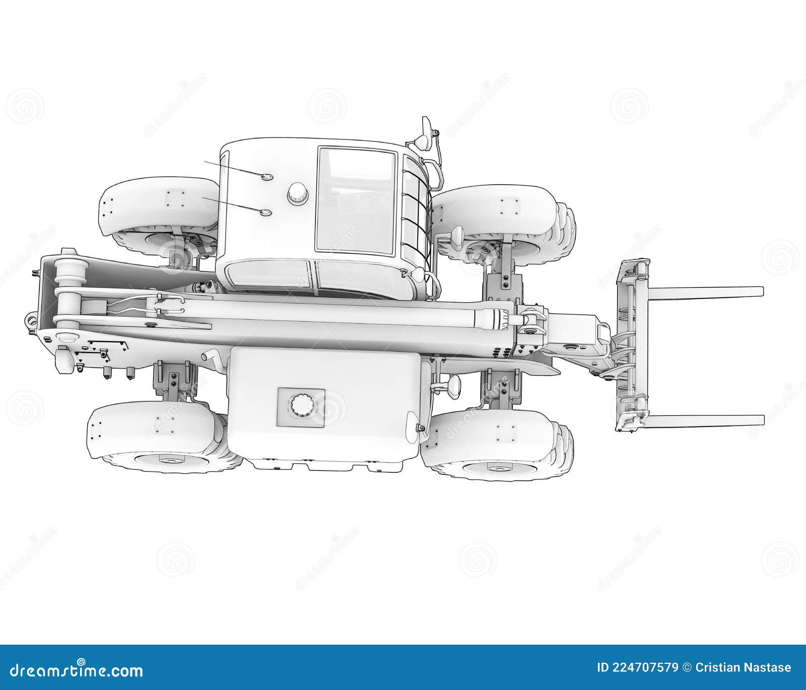 Telehandler Isolated on Background. 3d Rendering - Illustration Stock ...