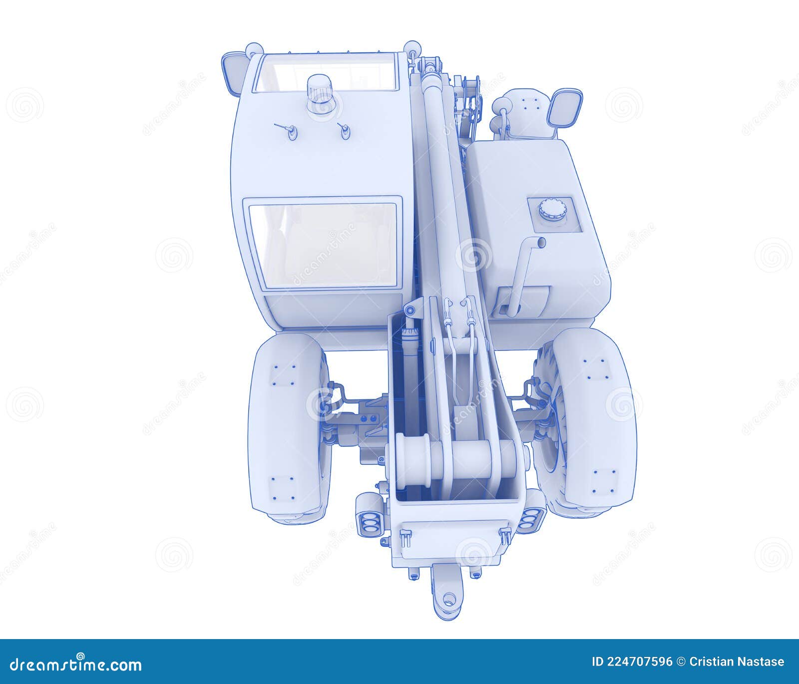 Telehandler Isolated on Background. 3d Rendering - Illustration Stock ...