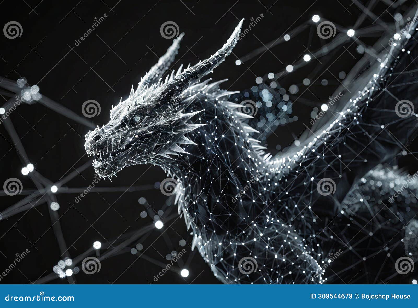 Dragon data line stock illustration. Illustration of wing - 308544678