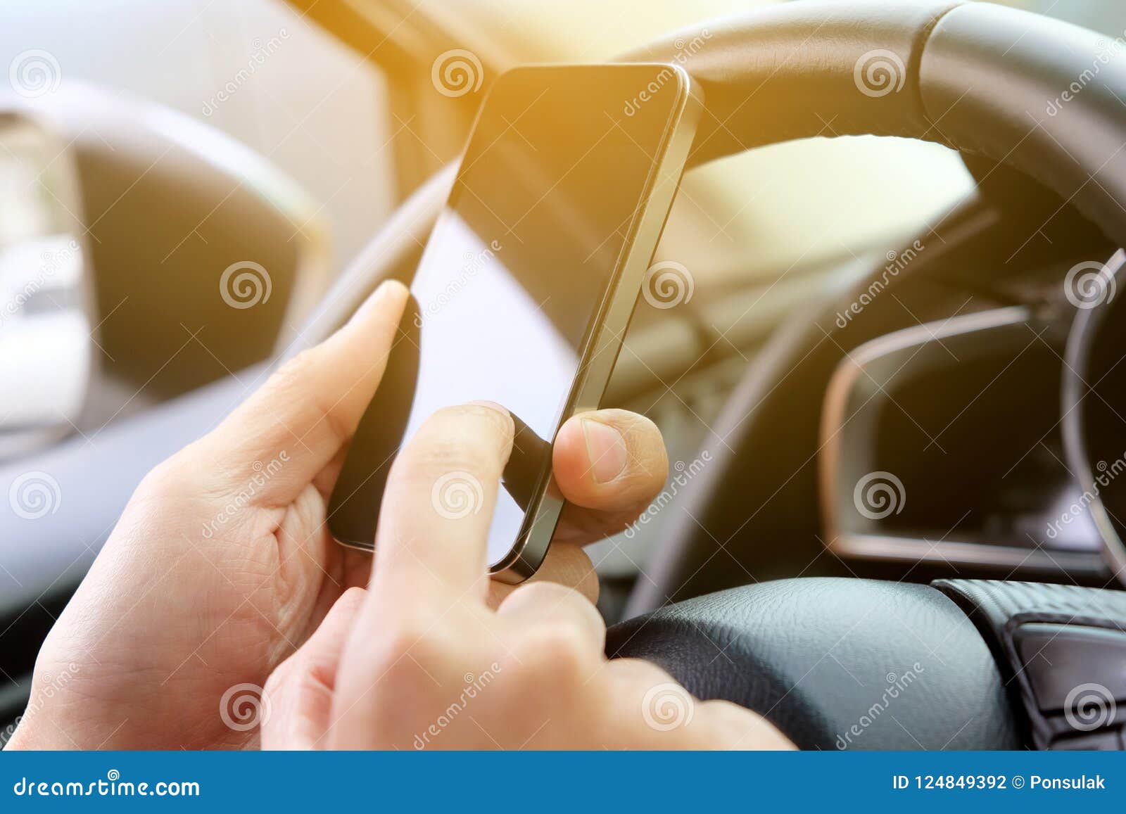 Using Mobile Smart Phone while Driving the Car Stock Photo - Image of ...