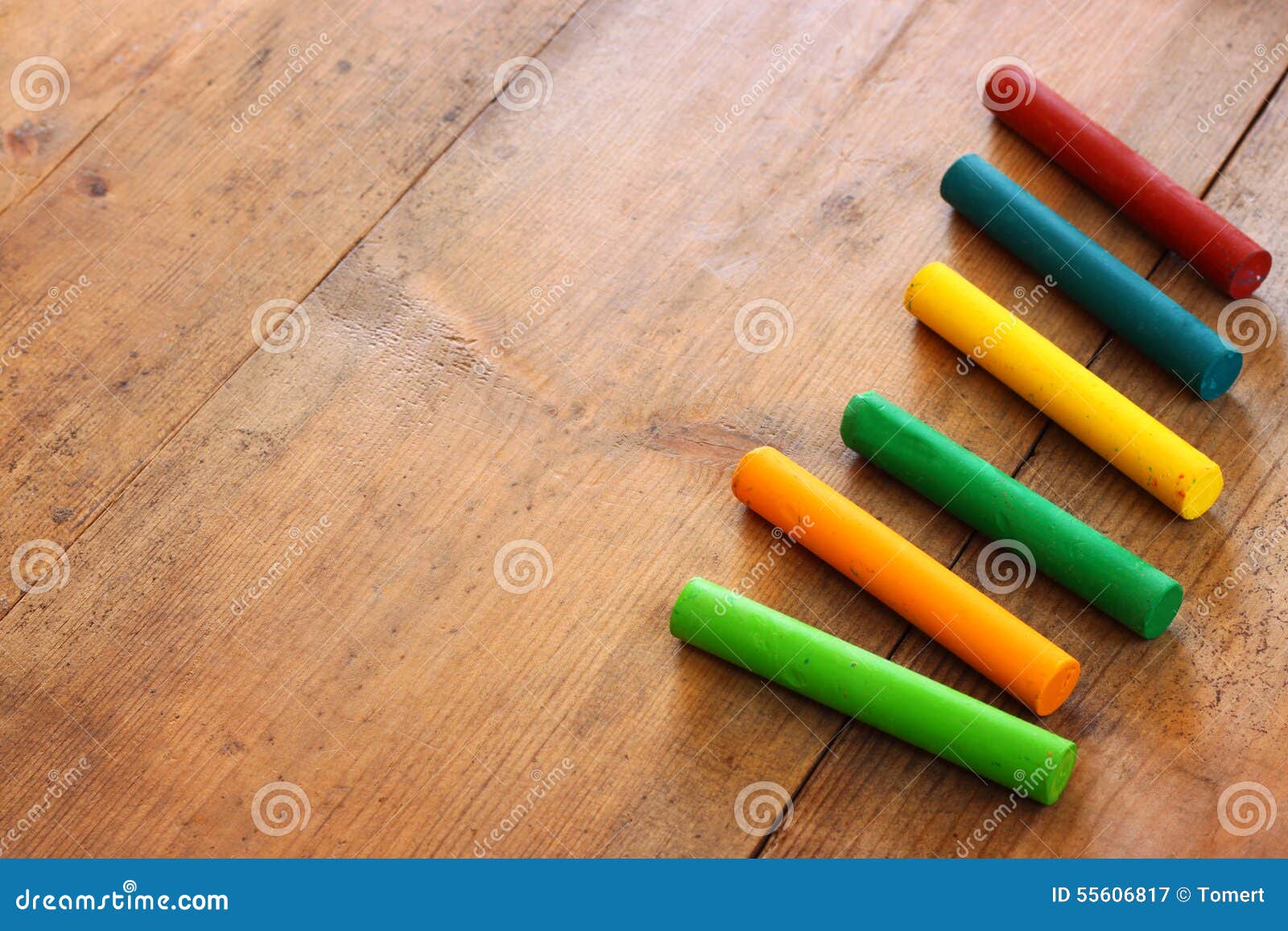 Image of Various Colorful Crayons on Wooden Table Stock Image - Image ...