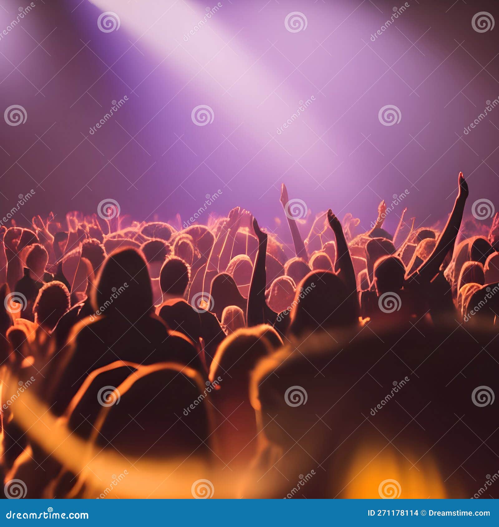 Image of the a Vast Crowd of Hands, Illuminated by a Dreamy and Foggy ...