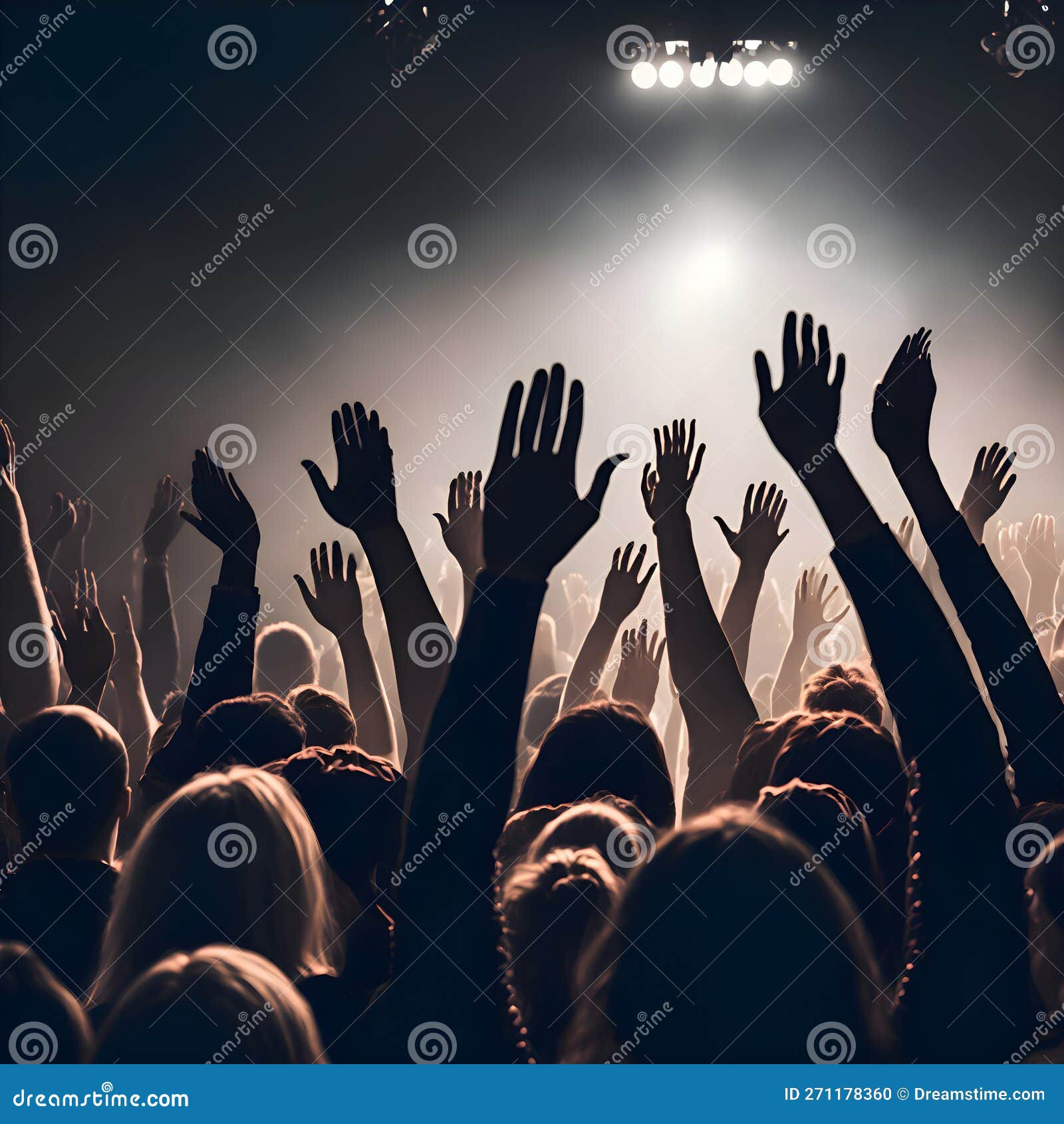 Image of the a Vast Crowd of Hands, Illuminated by a Dreamy and Foggy ...