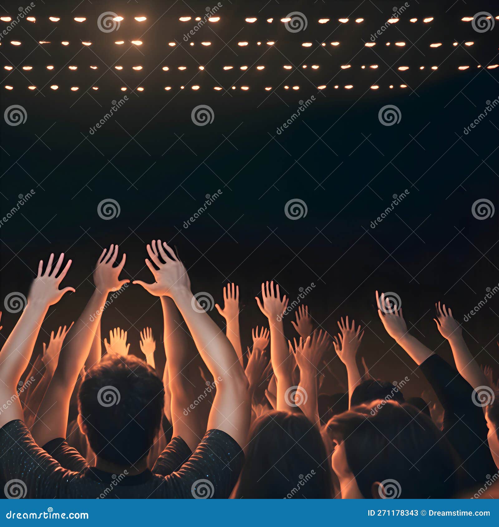 Image of the a Vast Crowd of Hands, Illuminated by a Dreamy and Foggy ...