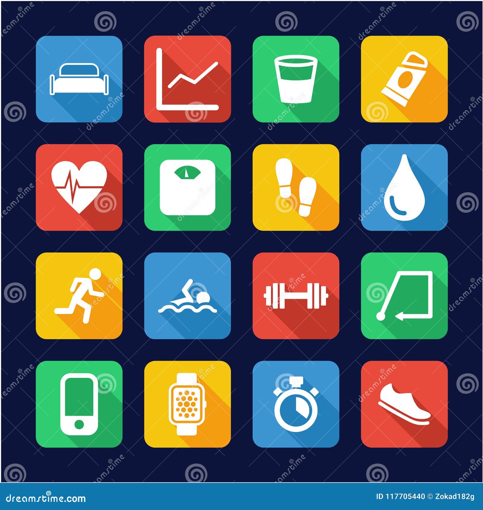 Activity Tracker Icons Flat Design Stock Vector - Illustration of ...