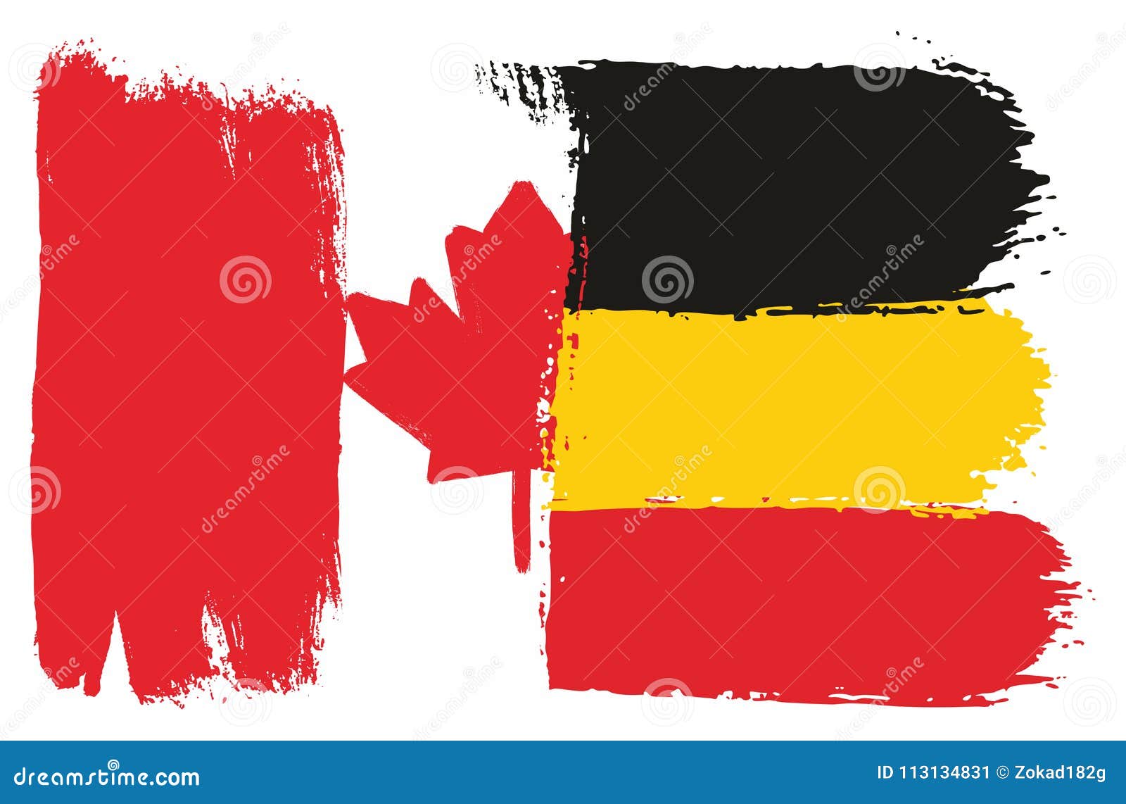 Canada Flag & Germany Flag Vector Hand Painted with Rounded Brush Stock ...