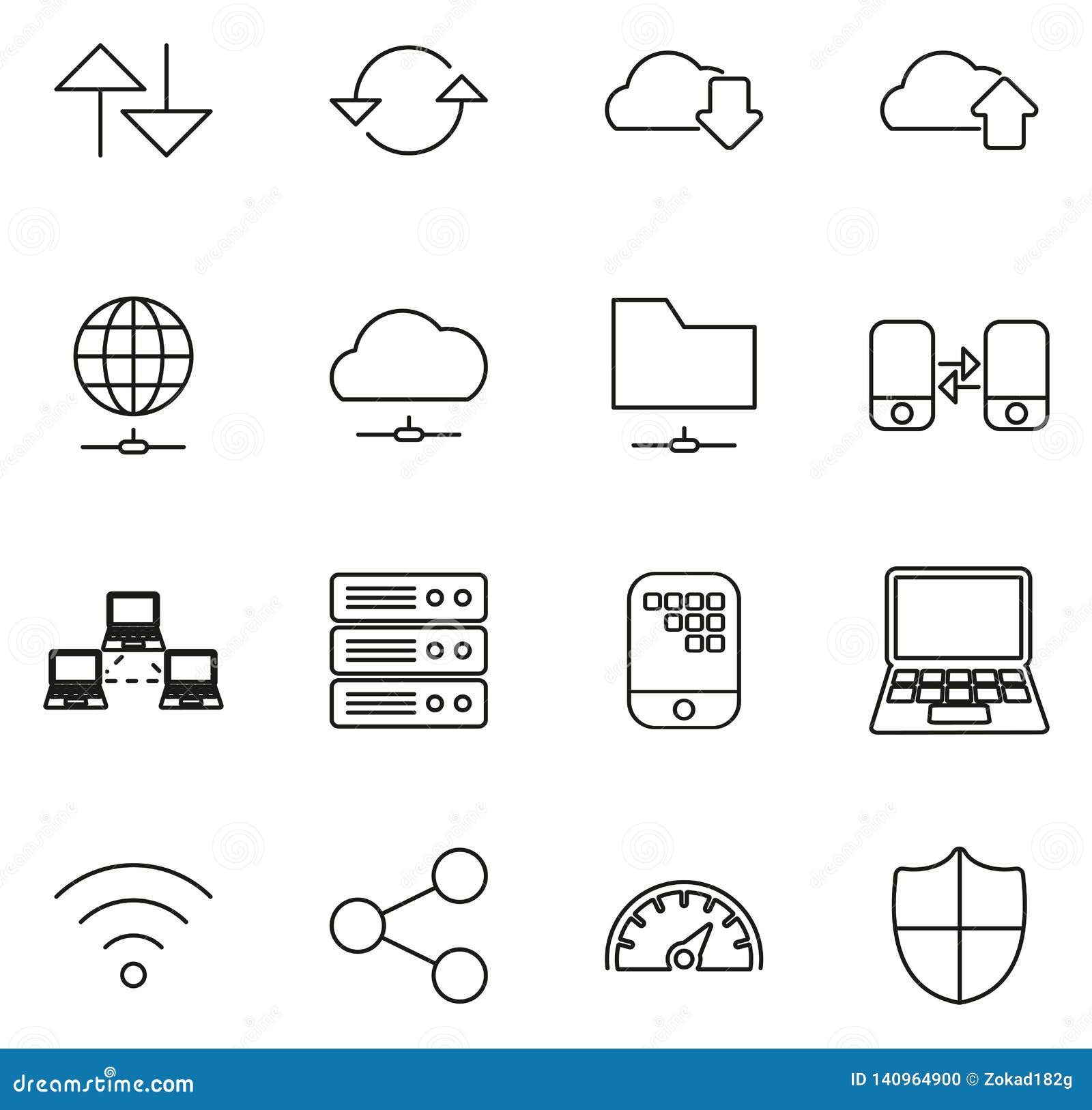 Data Transfer Icons Thin Line Vector Illustration Set Stock Vector ...