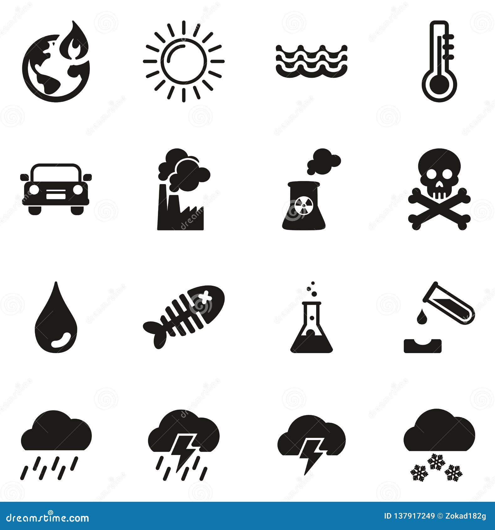 Global Warming Icons stock vector. Illustration of ocean - 137917249