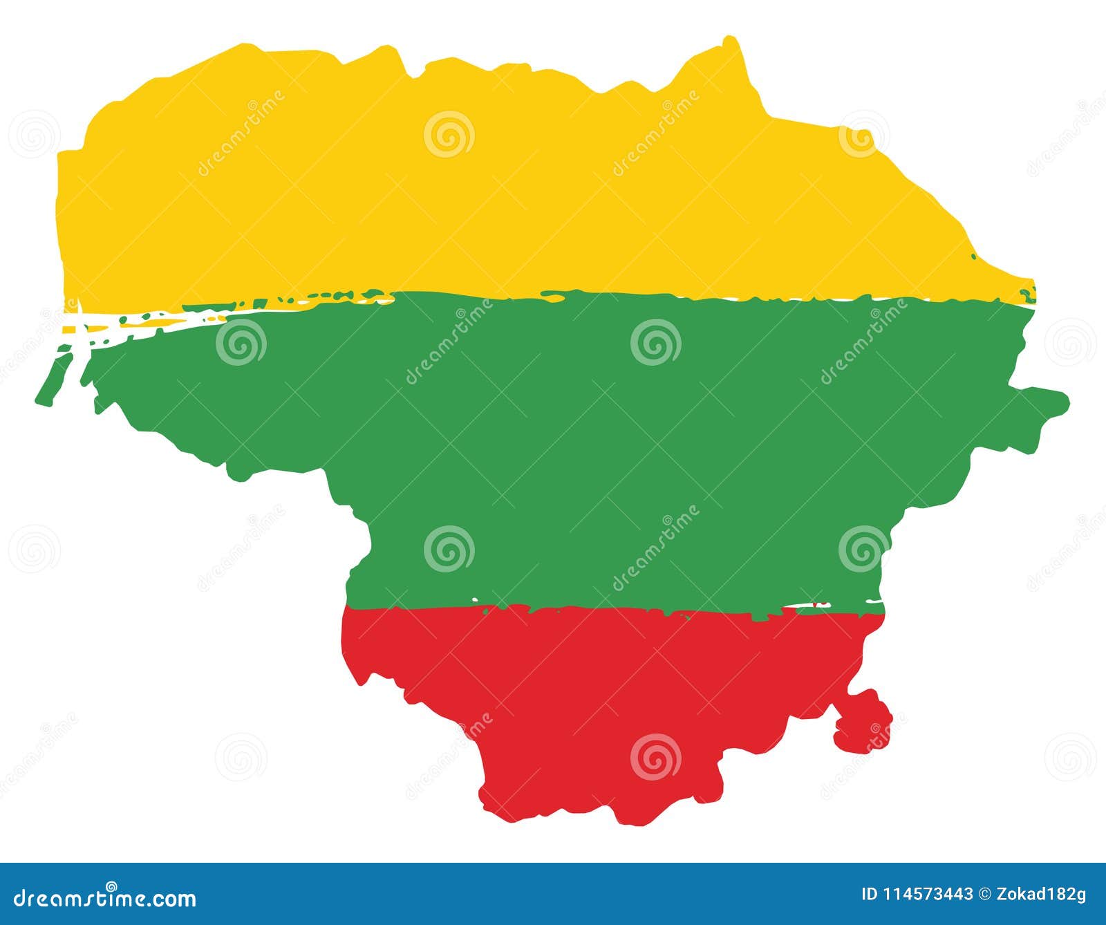 Lithuania Flag & Map Vector Hand Painted with Rounded Brush Stock ...