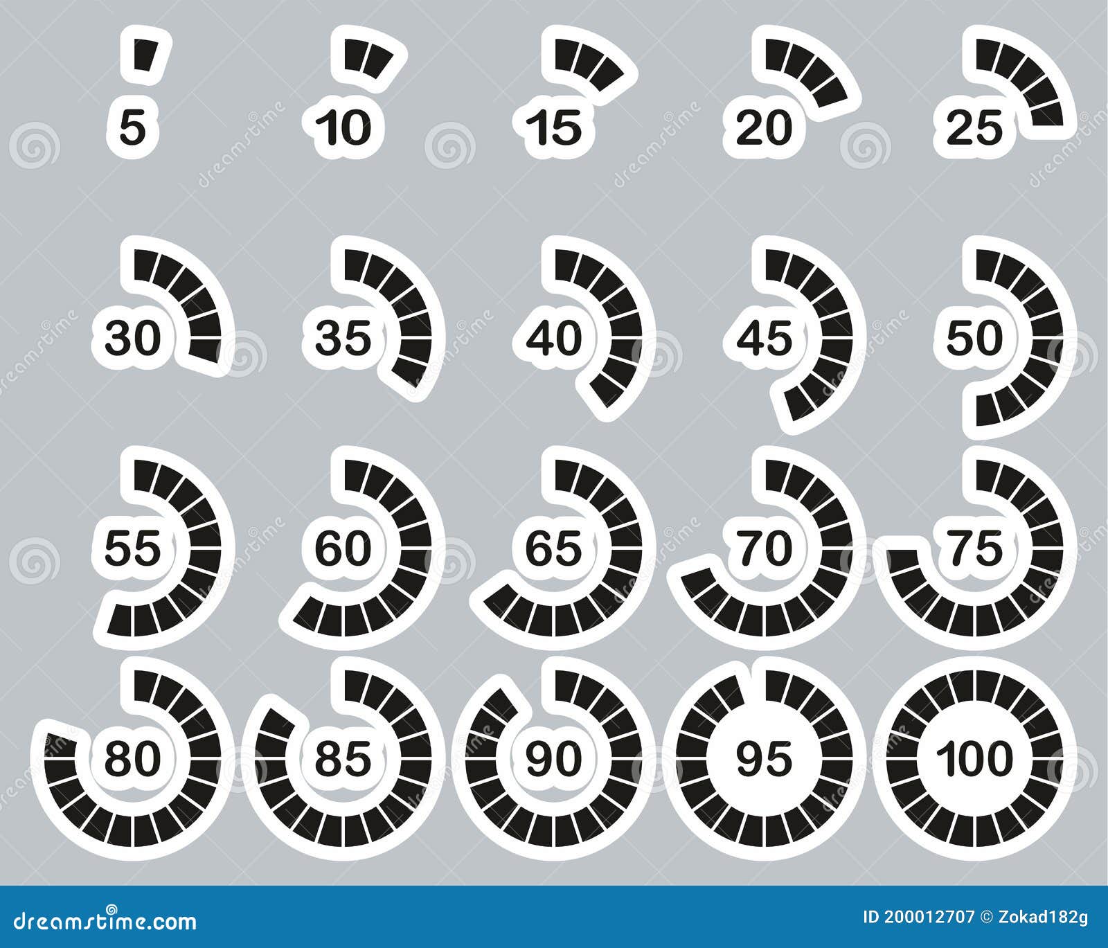 Loading or Percentage Icons Black & White Sticker Set 03 Big Stock ...