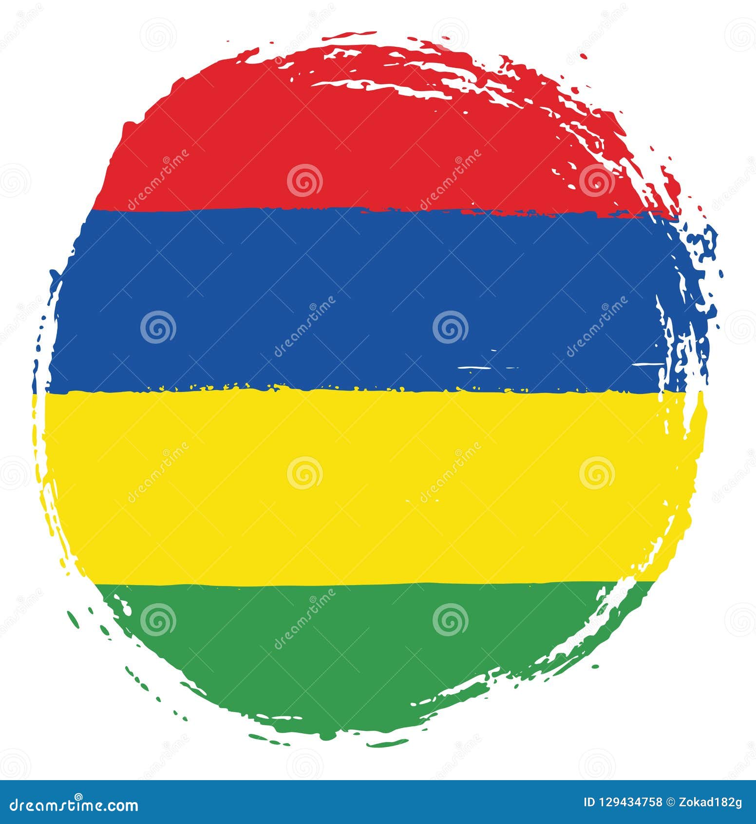 Mauritius Circle Flag Vector Hand Painted with Rounded Brush Stock ...