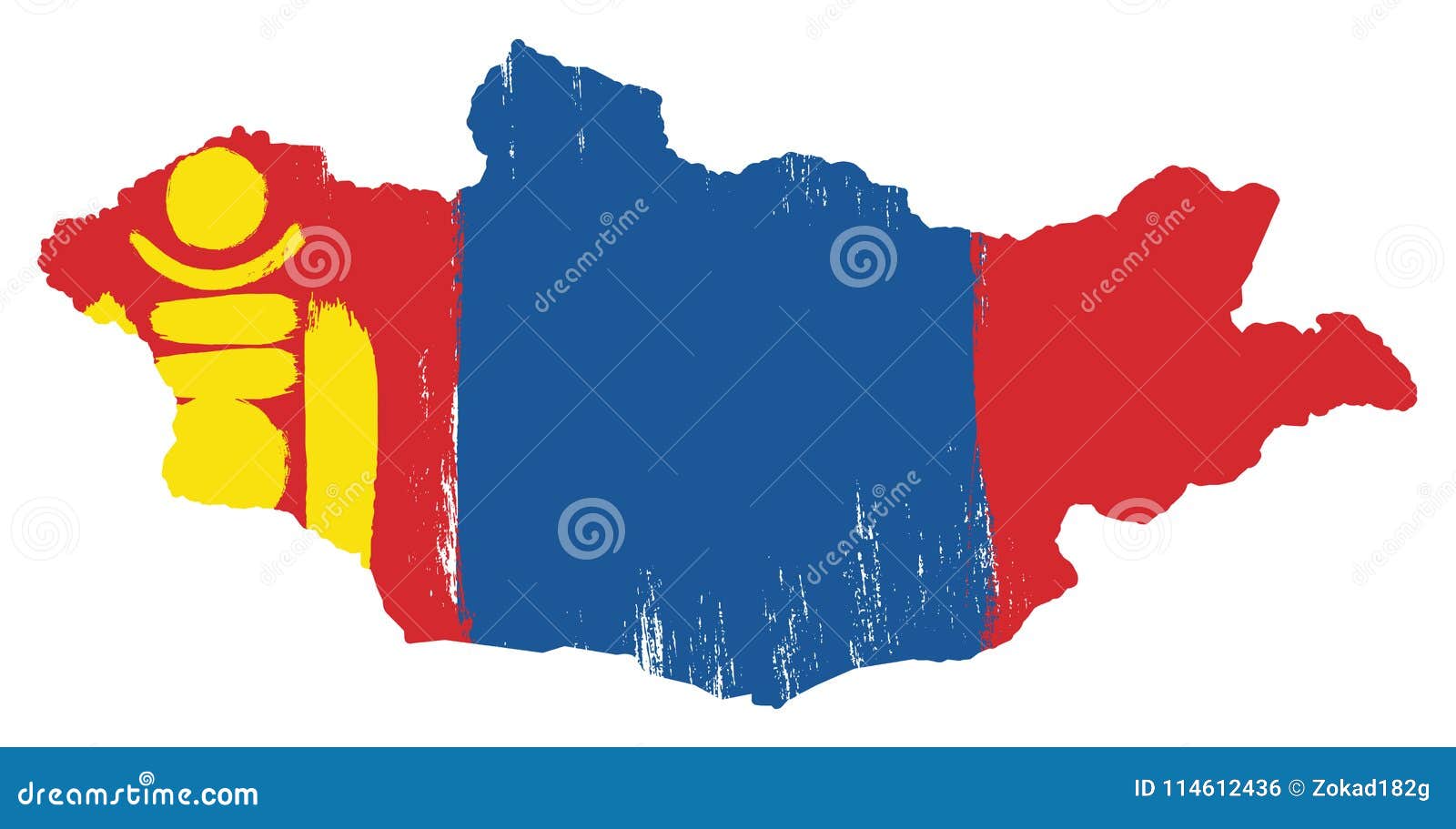Mongolia Flag & Map Vector Hand Painted with Rounded Brush Stock Vector ...