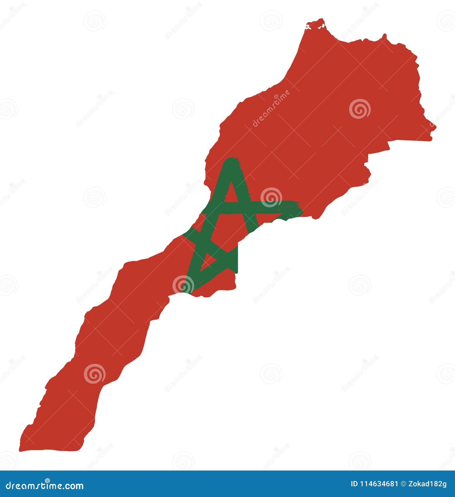 Morocco Flag & Map Vector Hand Painted with Rounded Brush Stock Vector ...