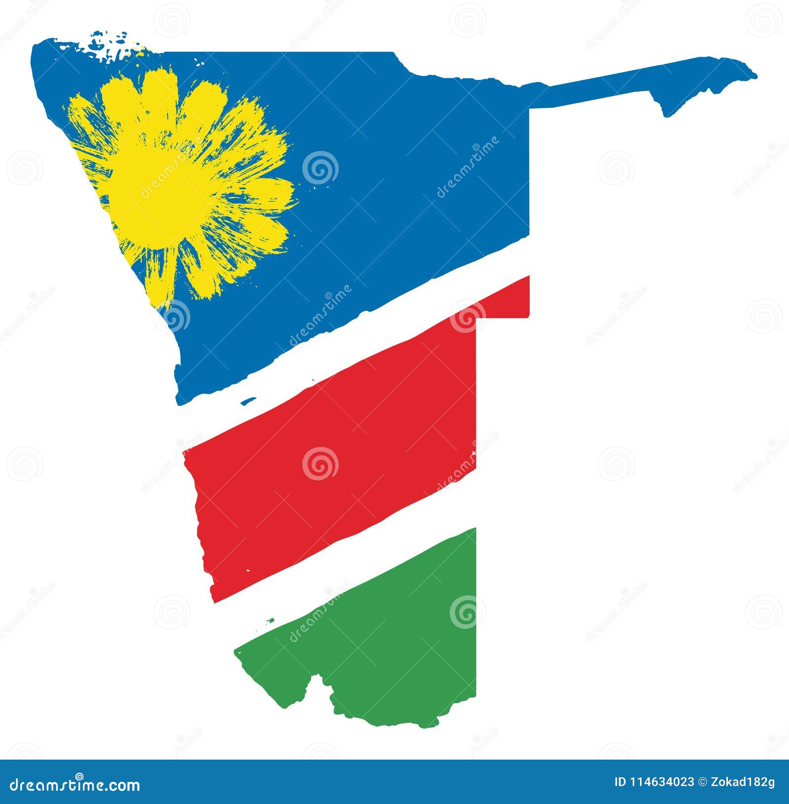 Namibia Flag & Map Vector Hand Painted with Rounded Brush Stock Vector ...