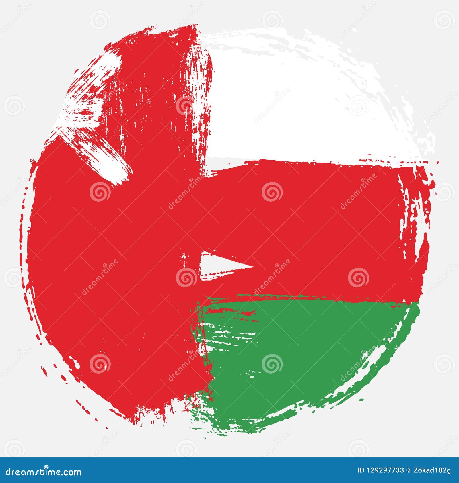 Oman Circle Flag Vector Hand Painted with Rounded Brush Stock Vector ...