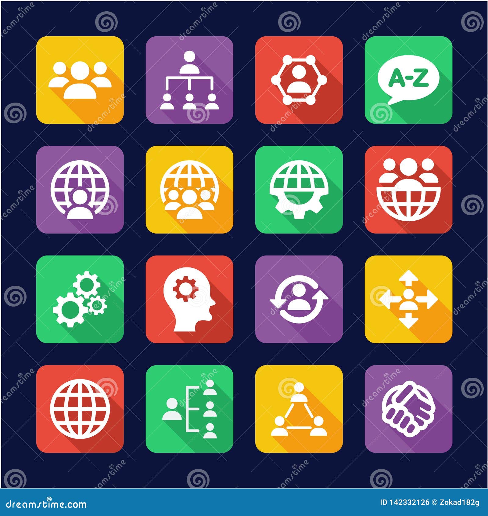 Organization or Structure Icons Flat Design Stock Vector - Illustration ...