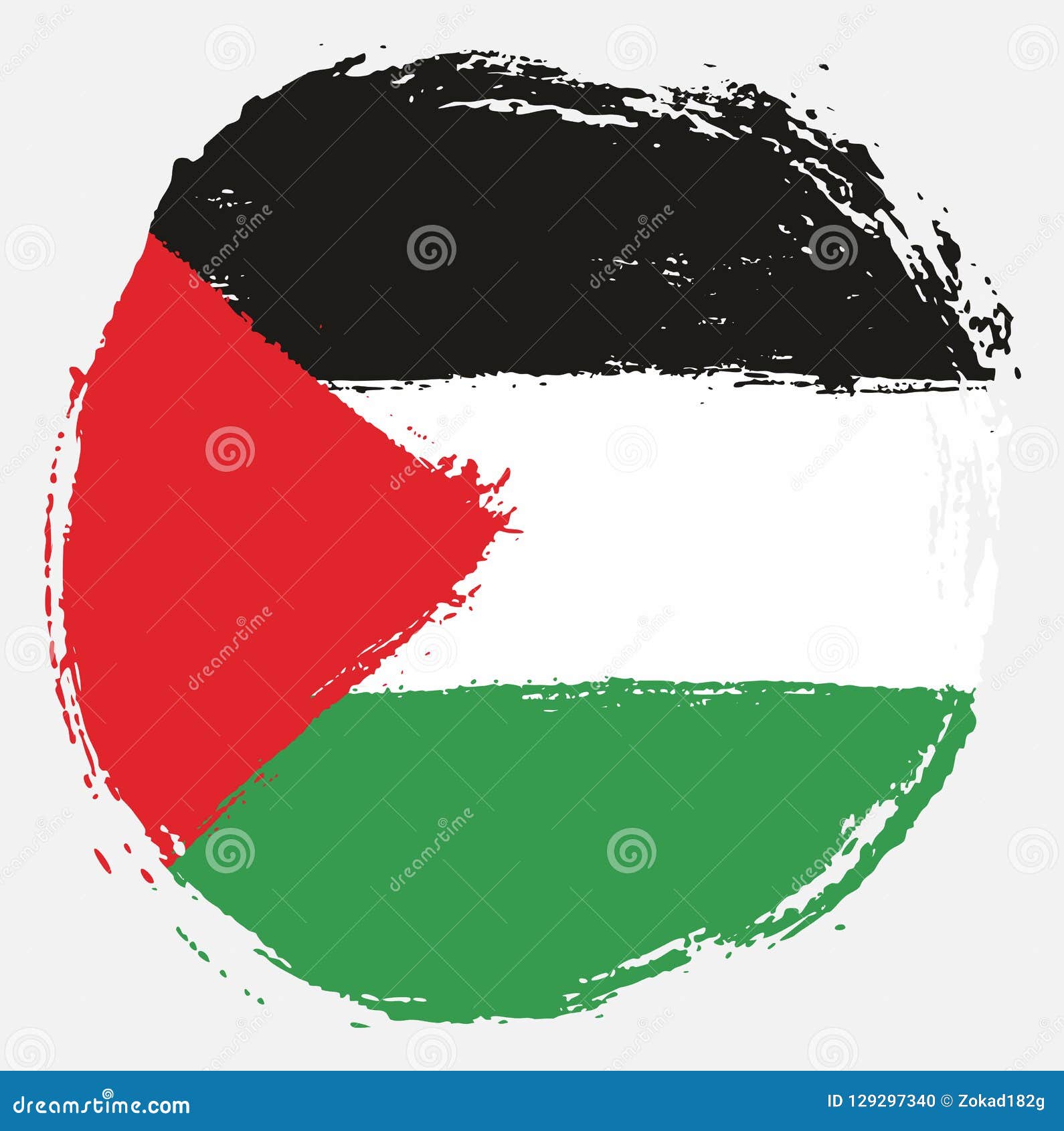 Palestine Circle Flag Vector Hand Painted with Rounded Brush Stock ...