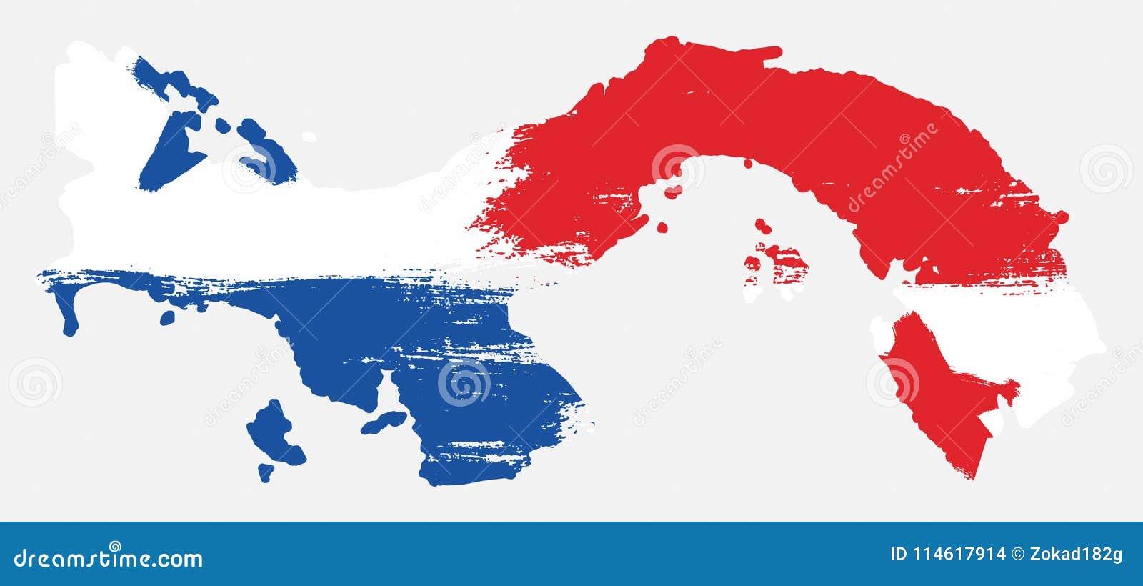 Panama Flag & Map Vector Hand Painted with Rounded Brush Stock Vector ...