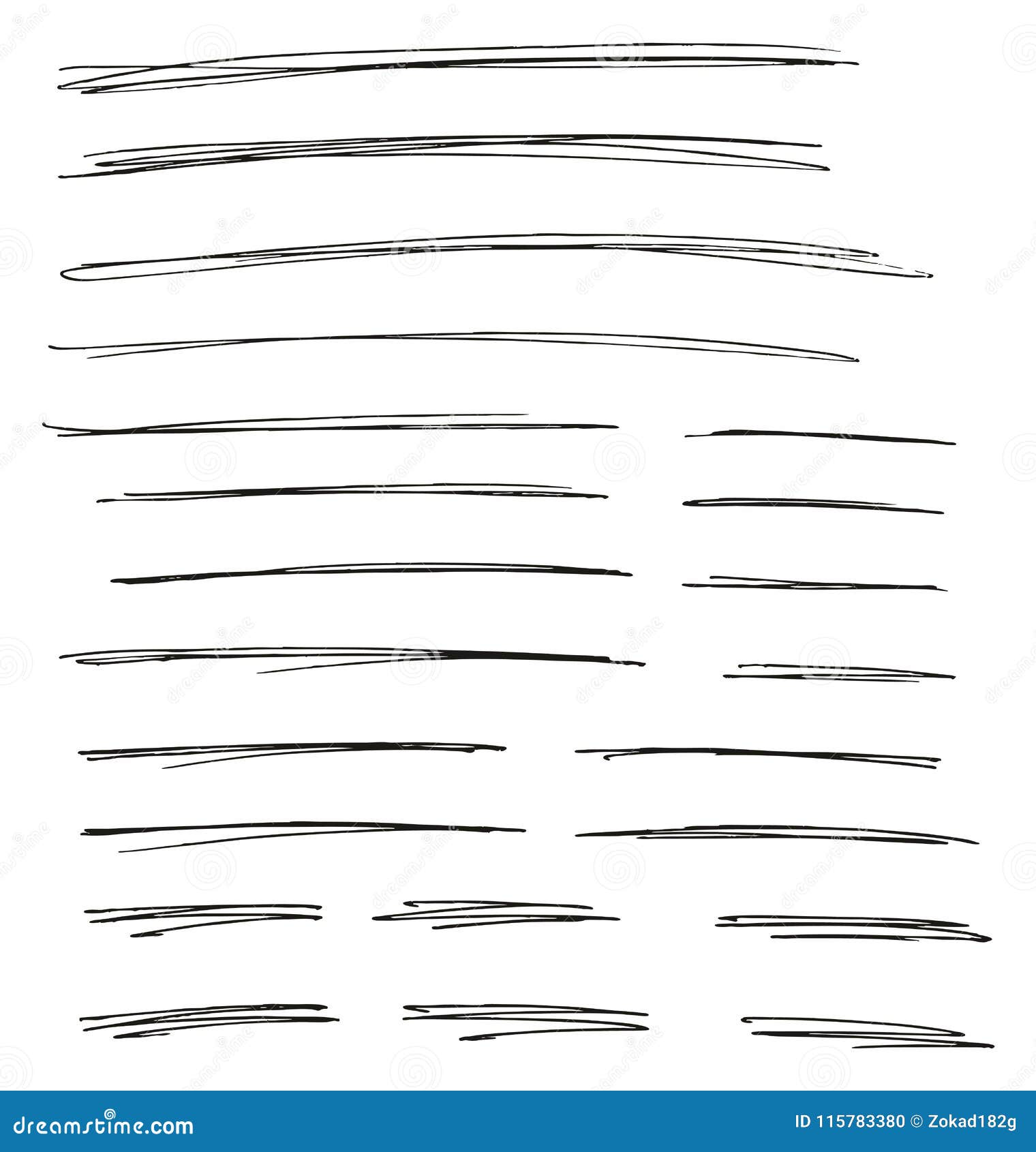 Pen Strokes Thin Line & Background Set 02 Stock Vector - Illustration ...