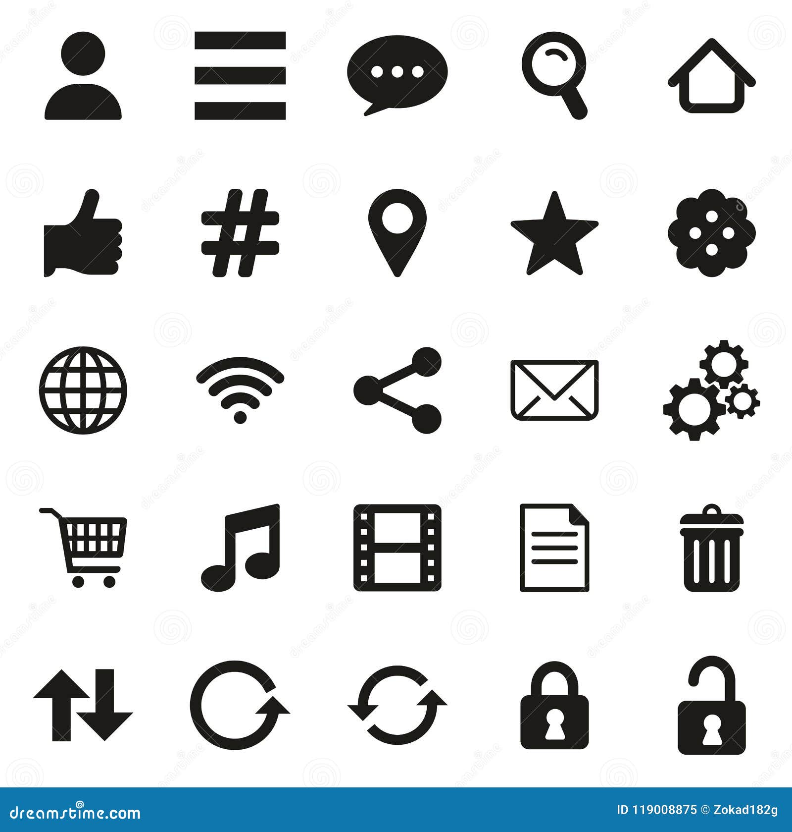 Toolbar or Menu Icons stock vector. Illustration of isolated - 119008875