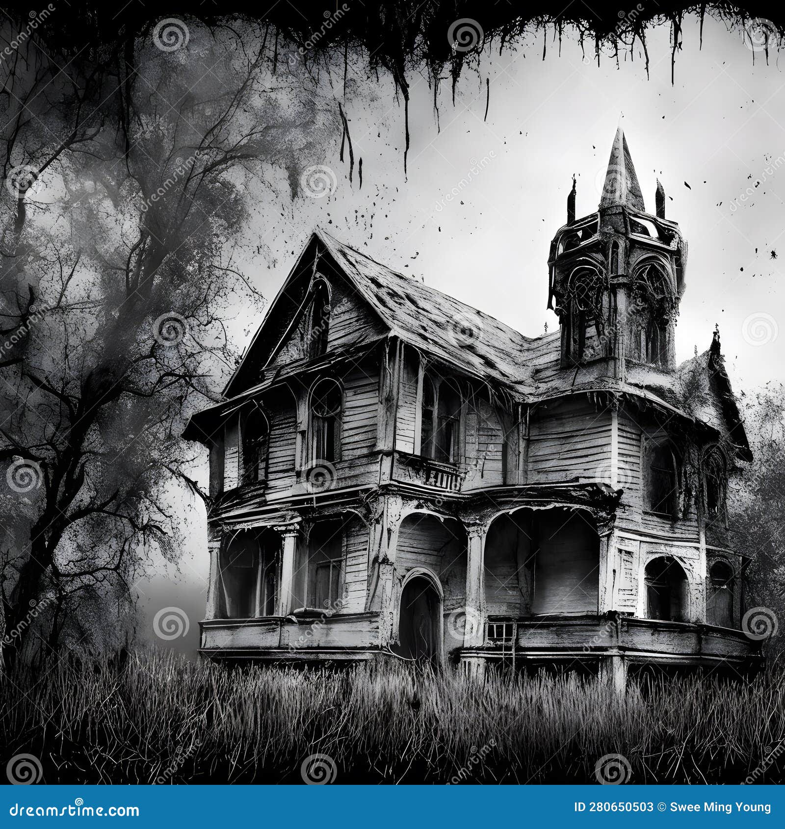 Image of a Very Old Vintage Gothic Haunted Scary and Evil Abandoned ...