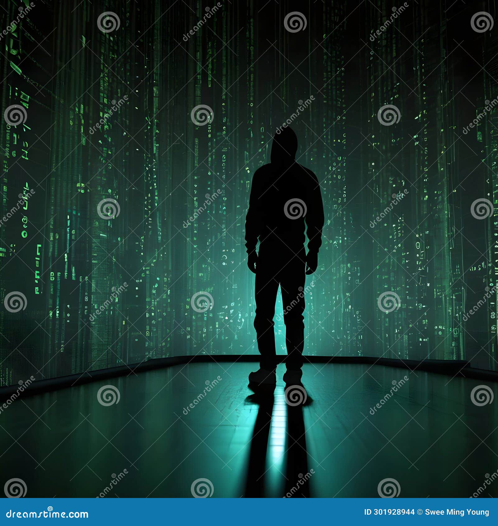 Image of a Vibrant Cascading of Colorful Silhouette Cyber Crime Hacker ...