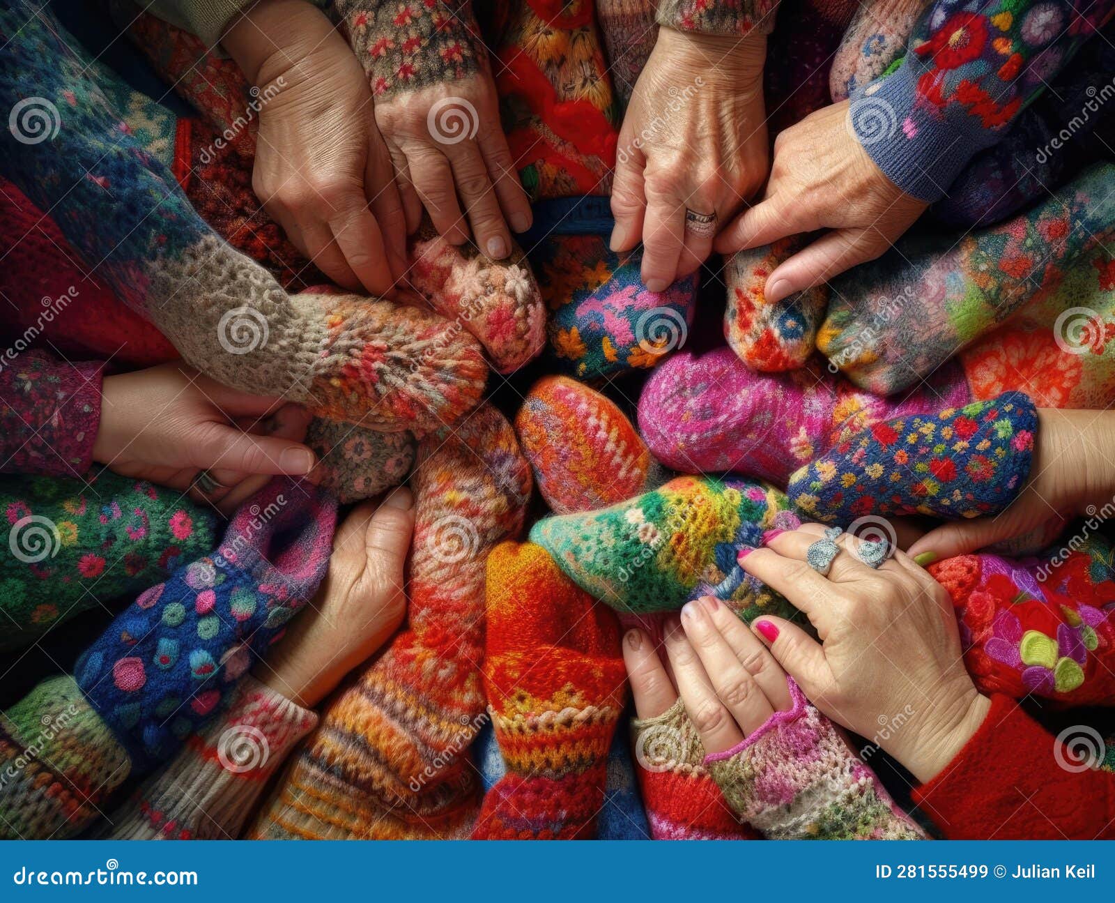 Colorful Socks Held by Diverse Hands Stock Illustration - Illustration ...