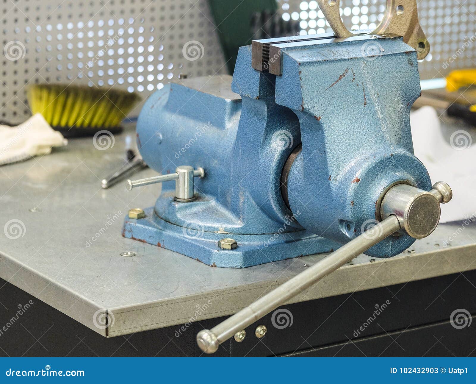 Vice in a workshop stock image. Image of tooling, scobs - 102432903