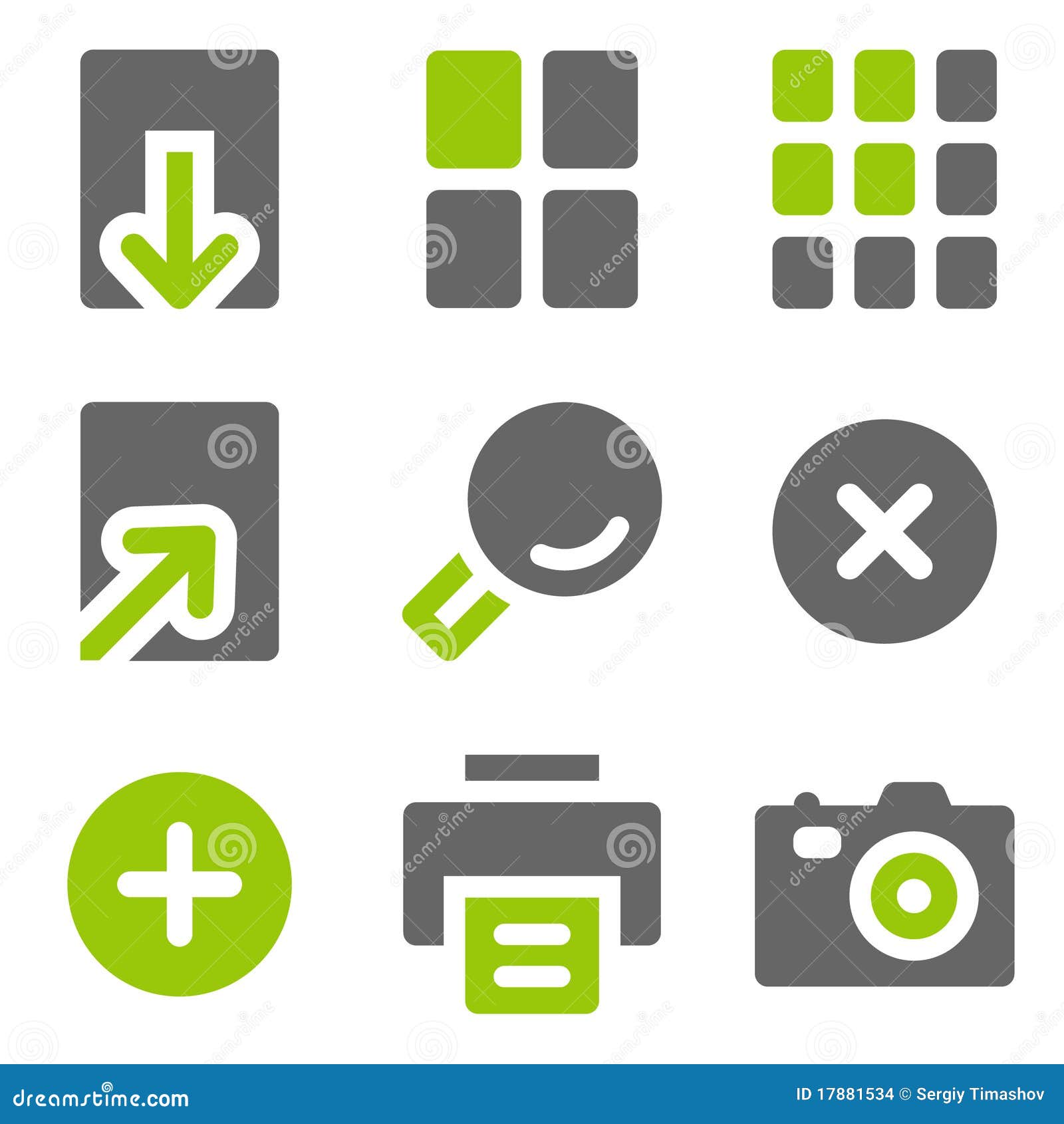 Image Viewer Web Icons, Green Grey Solid Icons Stock Vector ...