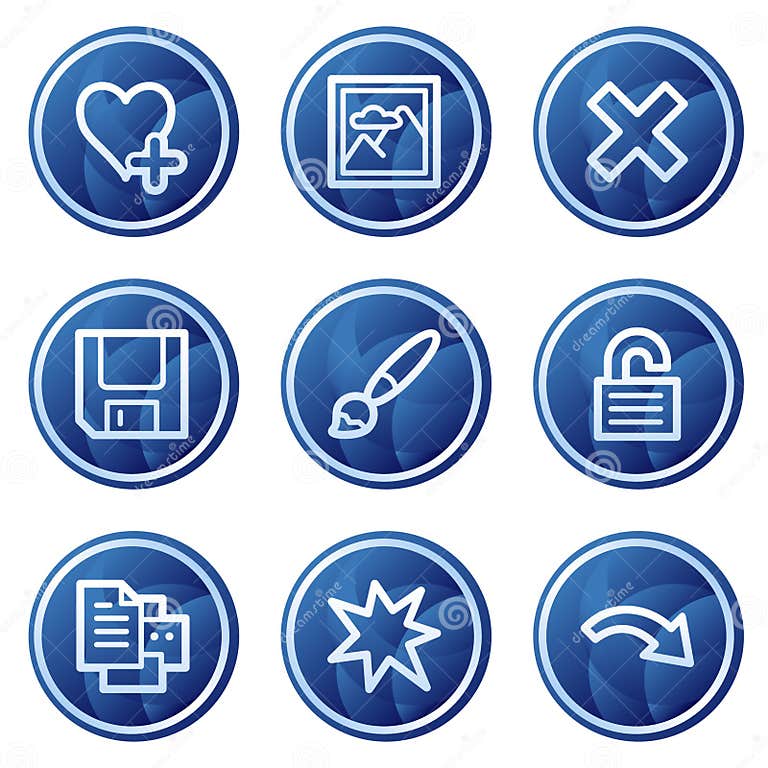 Image Viewer Web Icons Set 2, Blue Circle Buttons Stock Illustration ...