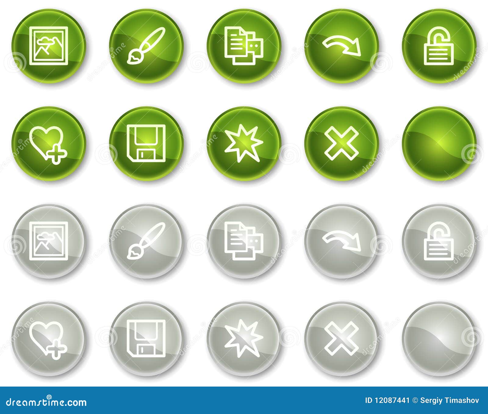 Image Viewer Web Icons Set 2, Green Circle Buttons Stock Vector ...