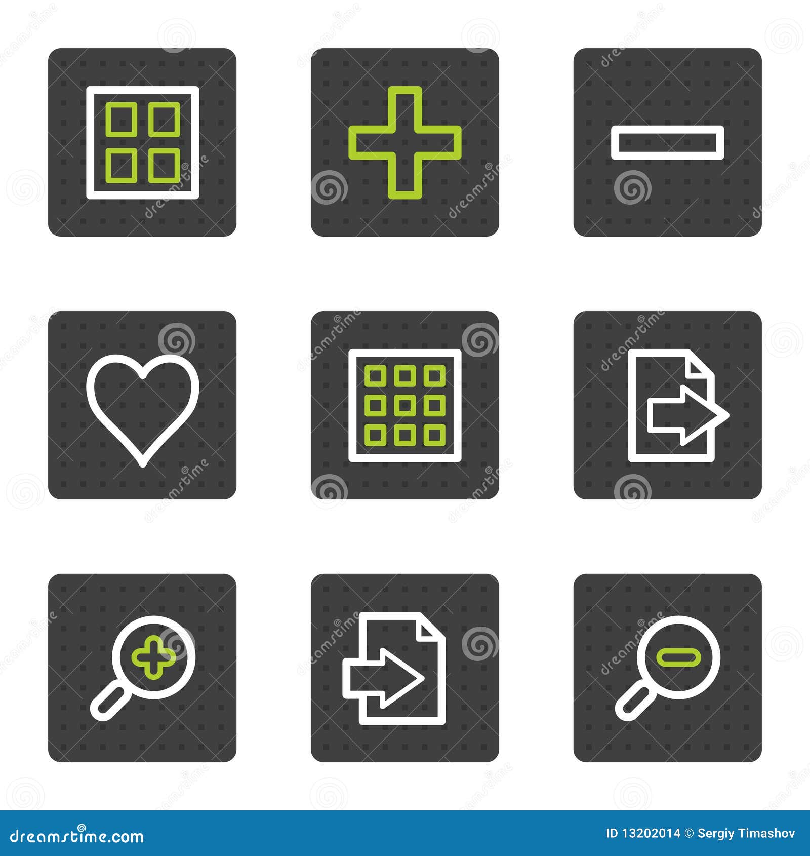 Image Viewer Web Icons Set 2, Grey Square Buttons Stock Vector ...