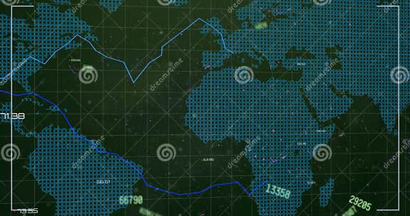 Image of Viewfinder, Data Processing and World Map on Black Background ...