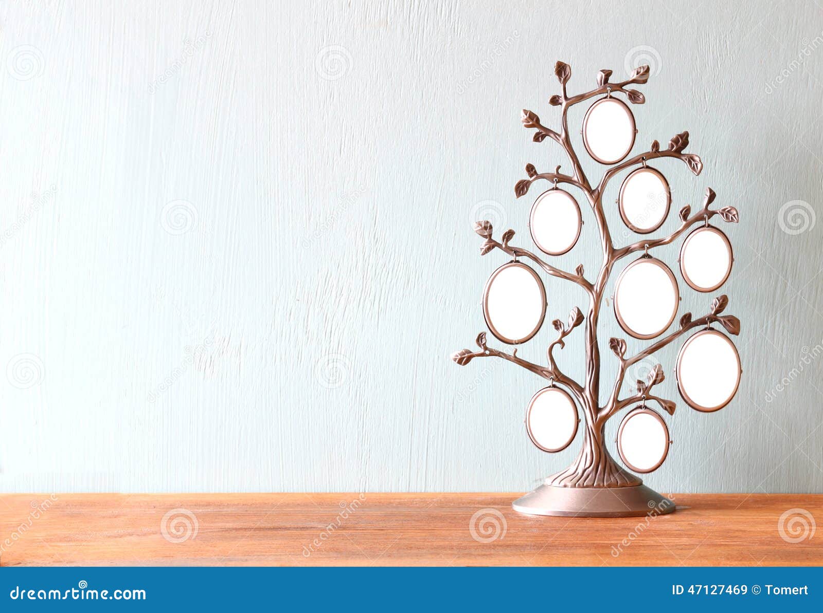 Image of Vintage Antique Classical Frame of Family Tree on Wooden Table ...