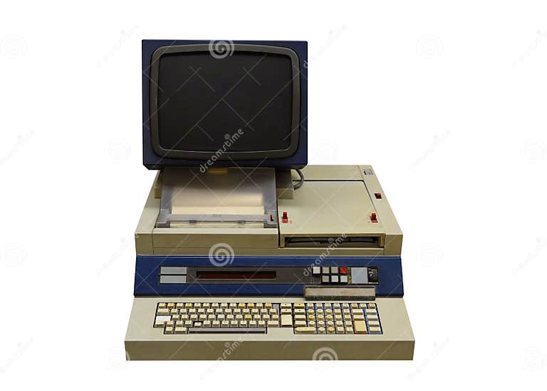 Vintage Computer Isolated on White Background Stock Photo - Image of ...