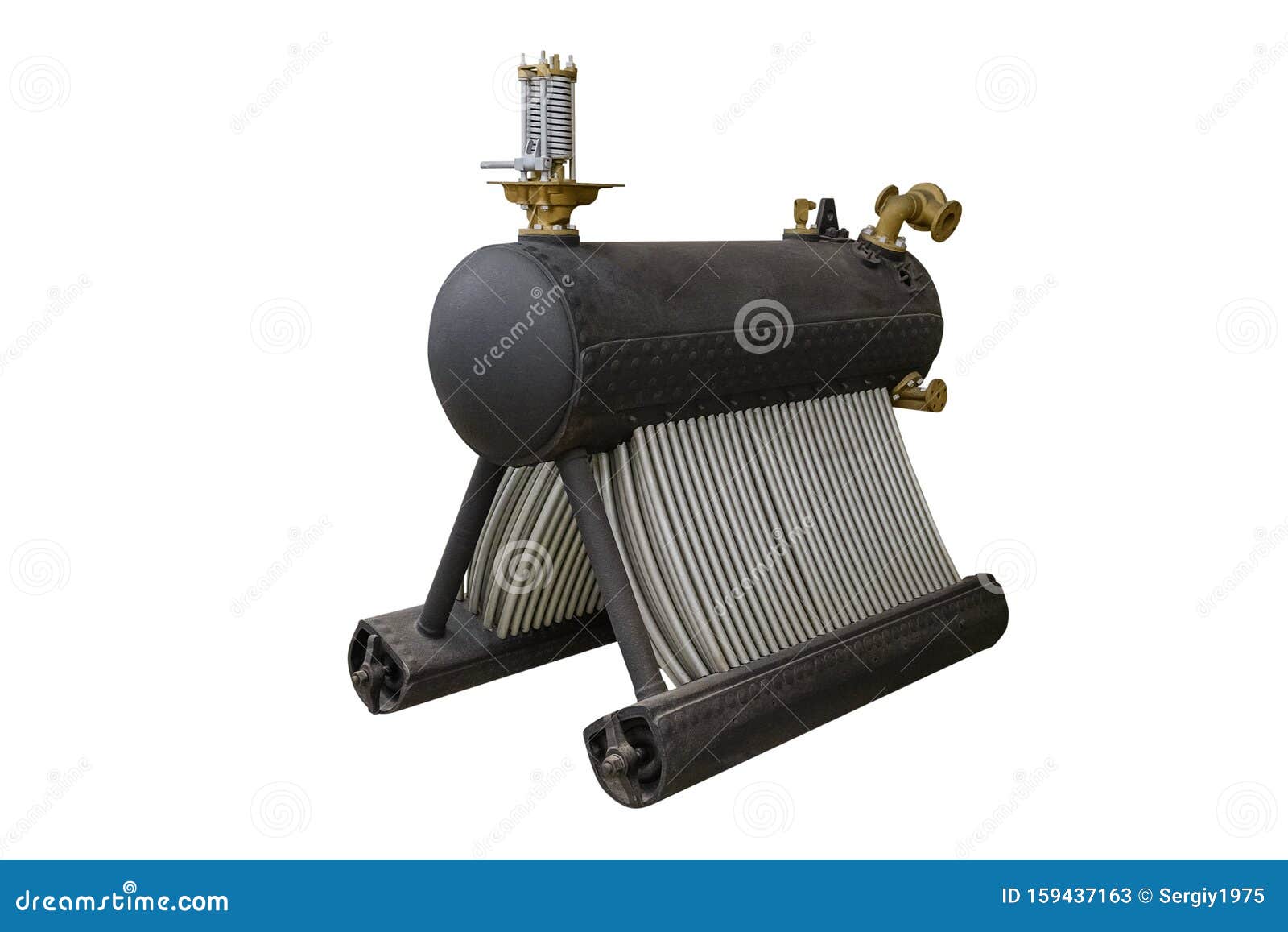 Vintage Steam Boiler Isolated on White Background Stock Image - Image ...
