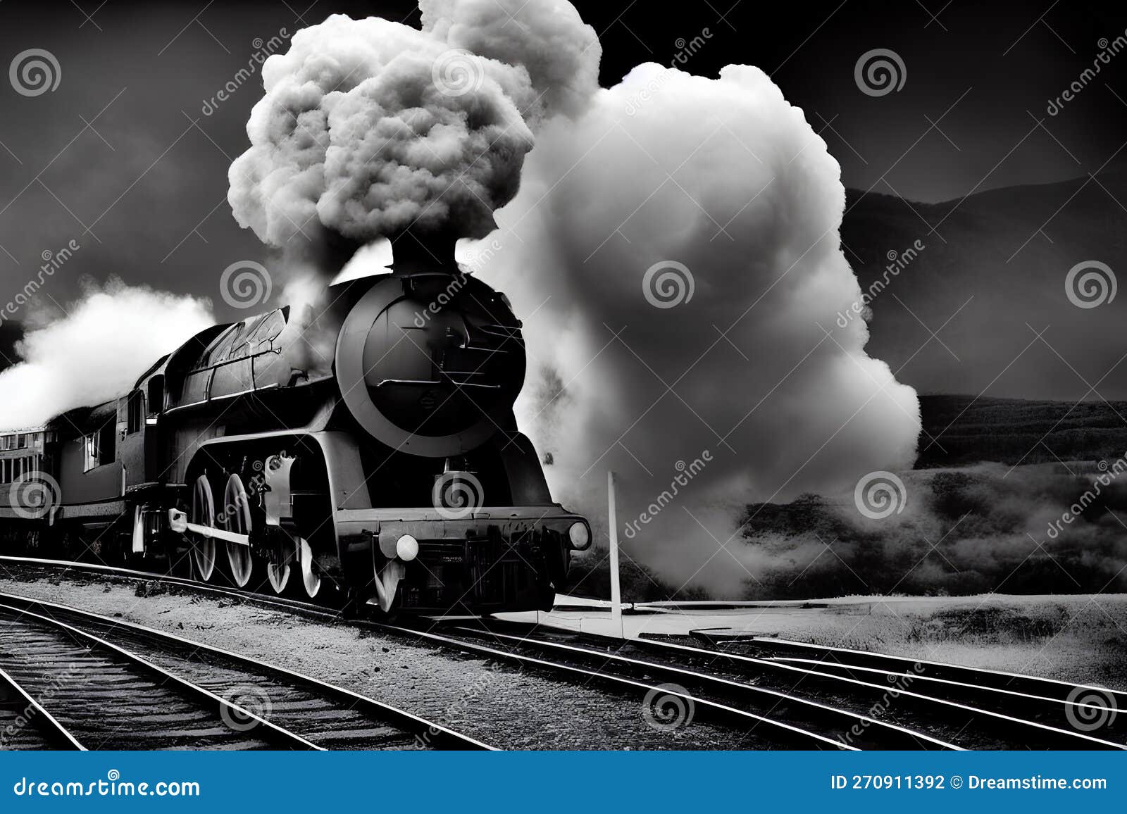 Image of the Vintage Train Chugging Along the Tracks Releasing Its ...