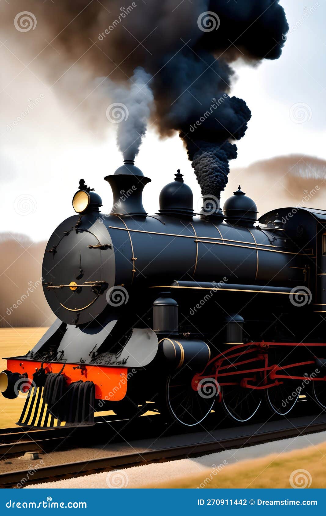 Image of the Vintage Train Chugging Along the Tracks Releasing Its ...