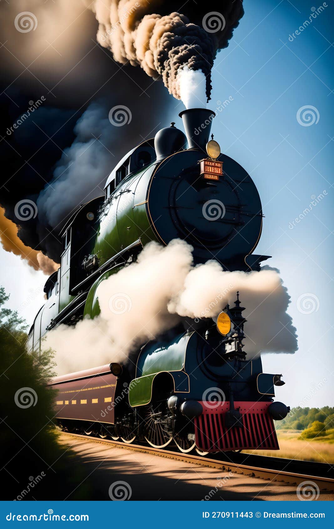 Image of the Vintage Train Chugging Along the Tracks Releasing Its ...