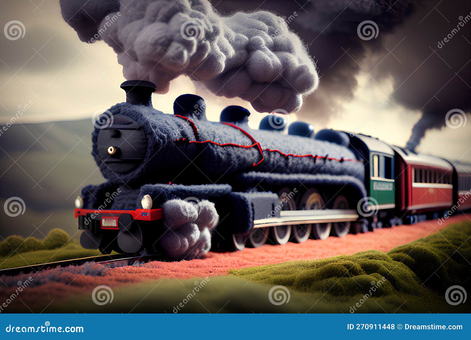 Image of the Vintage Train Chugging Along the Tracks Releasing Its ...