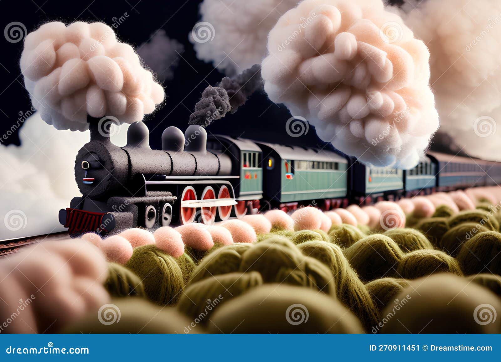 Image of the Vintage Train Chugging Along the Tracks Releasing Its ...